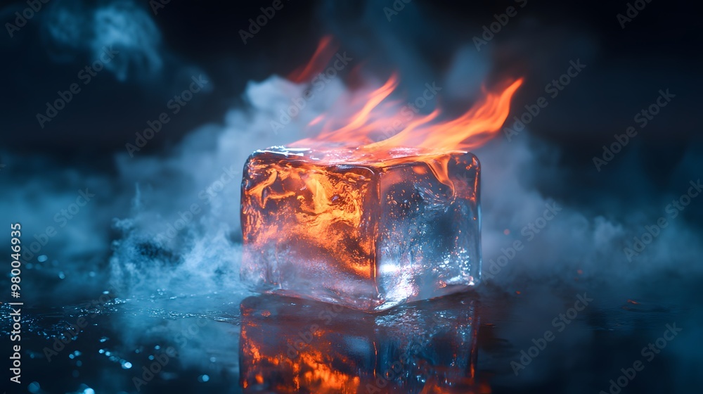 Fire on Ice. Elemental dance of heat and cold. Visual symphony of ...
