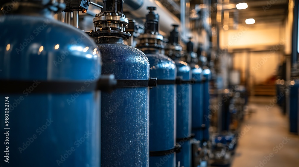 Water filtration system with pipes and tanks ensuring clean water ...