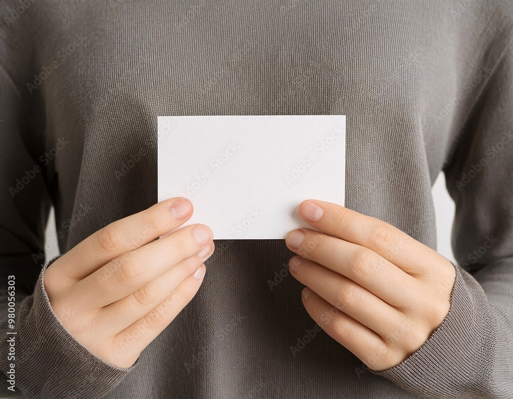 hand holding two blank square cards in minimalist style. generative ai ...