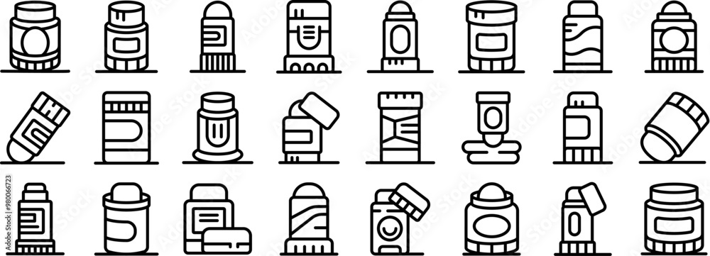 Glue stick icons set. This is a set of icons depicting various ...