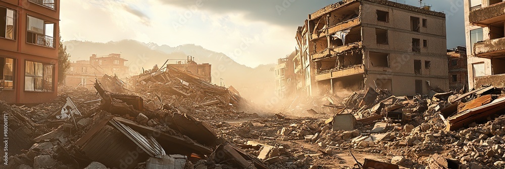 earthquake concept - natural disaster with crack in the ground and ...