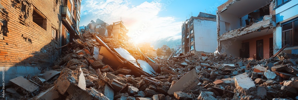 earthquake concept - natural disaster with crack in the ground and ...