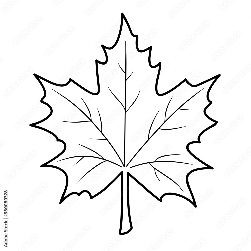 Graceful maple leaf outline icon in vector format for autumn designs ...