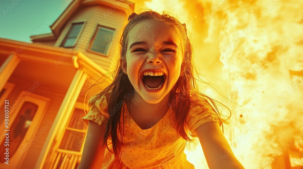 Foto de Strange 10-year-old girl with an evil laugh in front of a ...