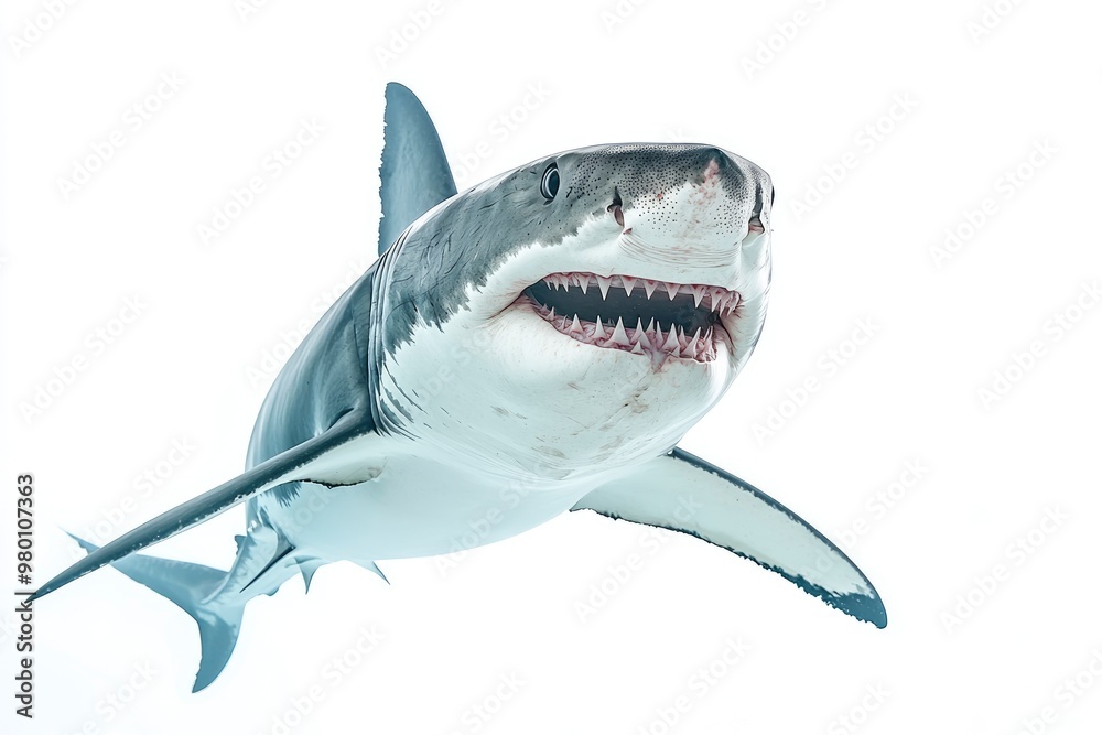 great white shark - Carcharodon carcharias - full view while swimming ...