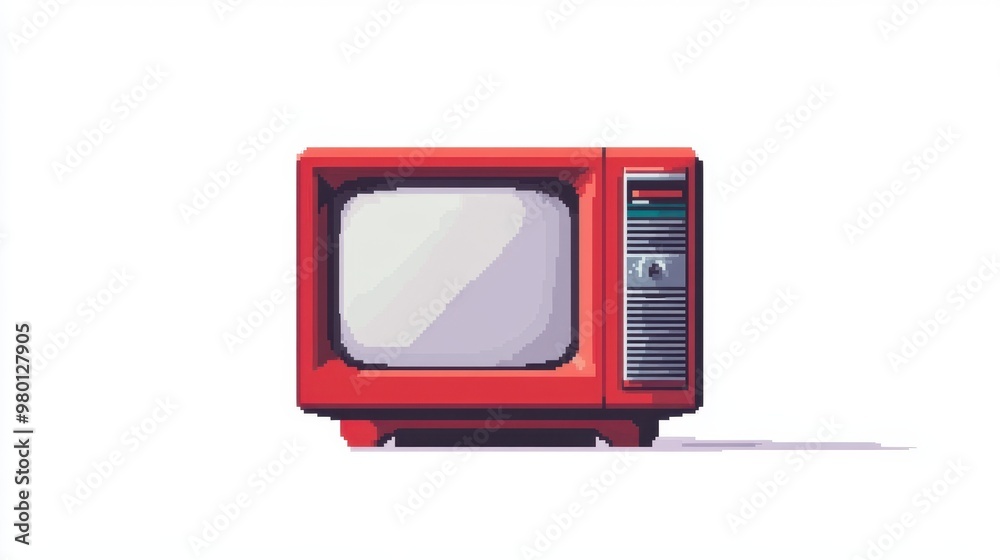 Pixel art old television vector icon for 8bit game on white background ...