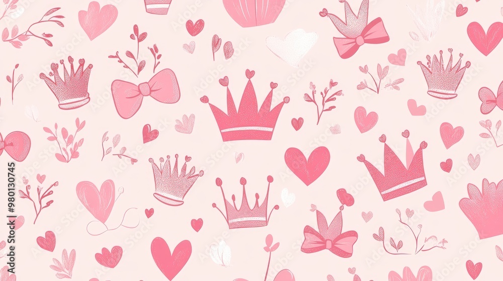 Vector illustration featuring a pink princess pattern ideal for ...