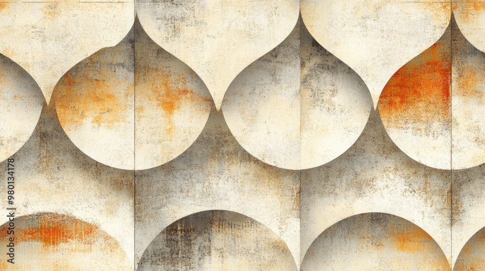Curved quadrilateral shapes with an aged texture Stylish seamless ...