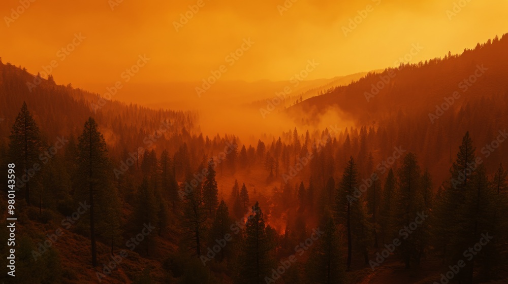 Thick smoke from a wildfire creates an eerie orange haze that blankets ...