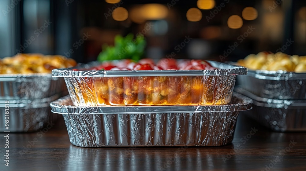 Disposable plastic food delivery containers with tin foil lids for ...