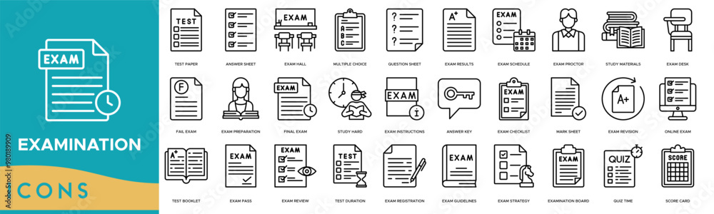 Examination icon. Test Paper, Answer Sheet, Exam Hall, Multiple Choice ...