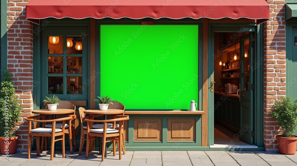 Café Exterior Mockup: Cozy Brick-walled Restaurant Storefront with ...