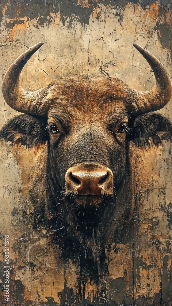 Buffalo with a detailed textured pattern, emphasizing the rich textures ...