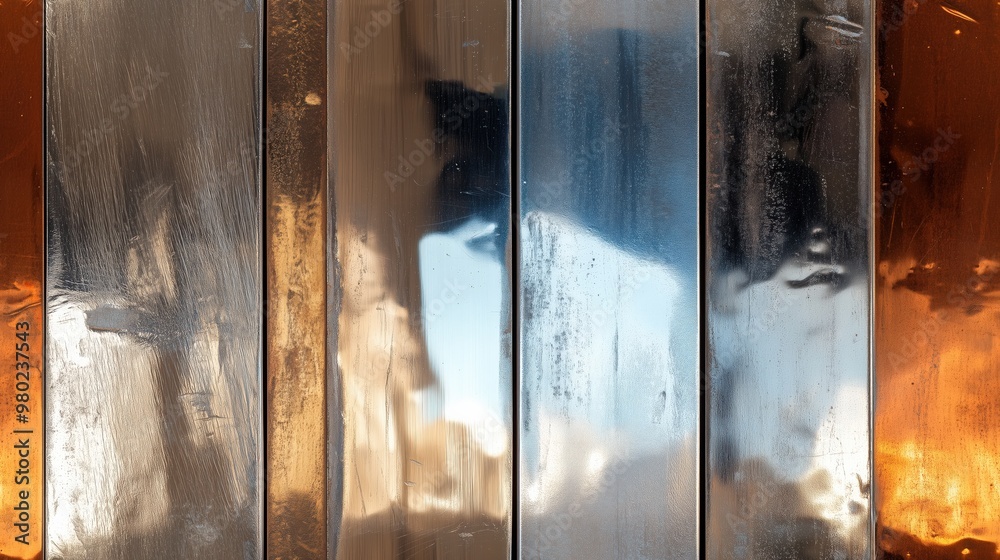 Reflective metal panel texture with vertical streaks for industrial ...