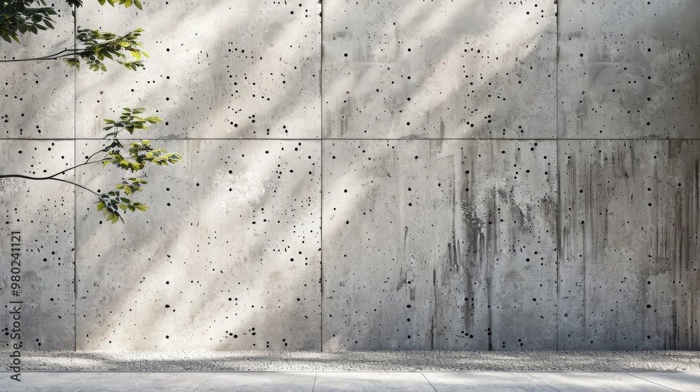 Textured concrete wall with rough aggregate and subtle variations in ...