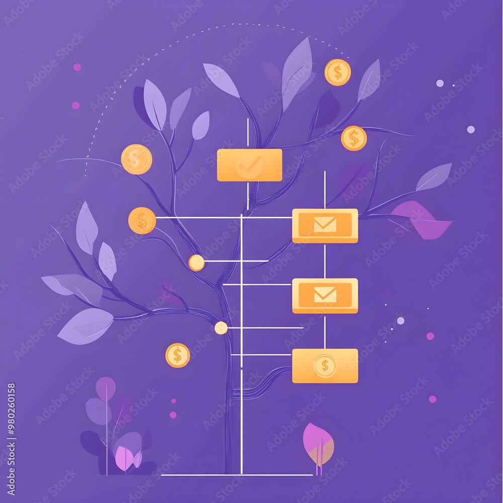 Savings plan flowchart flat design side view financial independence ...