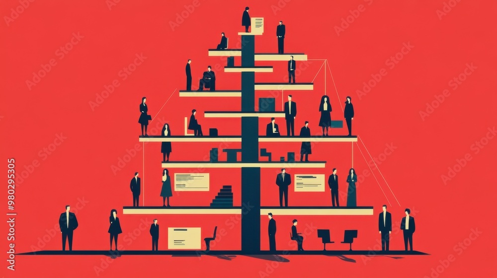 Modern Flat Design Organizational Chart Illustrating Corporate ...