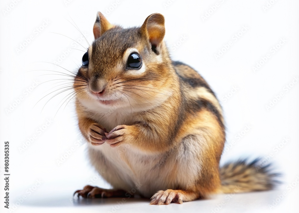 Adorable chipmunk sits upright on transparent background, showcasing ...