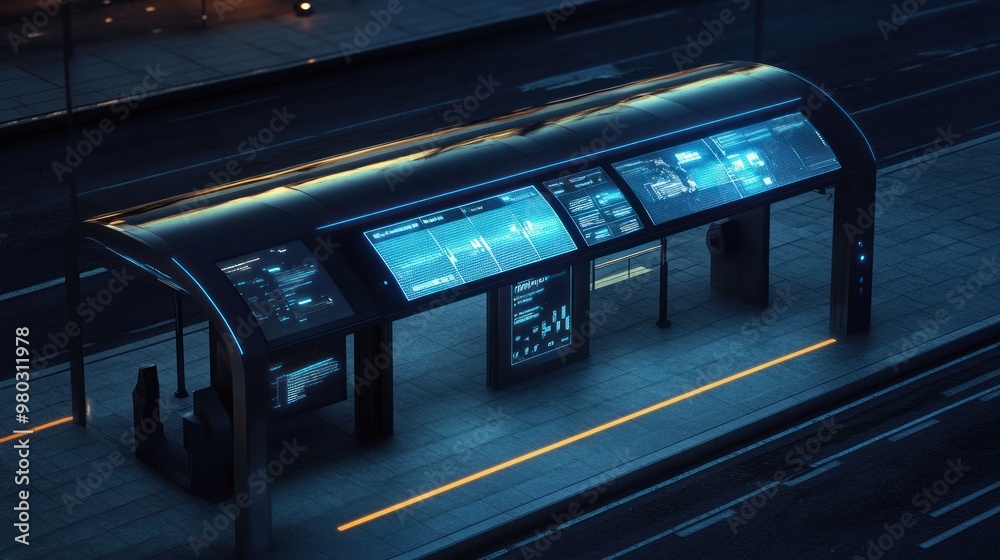 State-of-the-art smart bus stops with digital touchscreens displaying ...