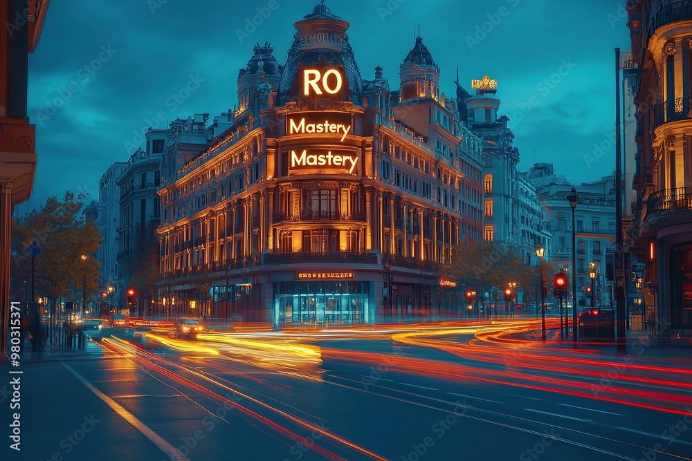 Image of the iconic main street in Madrid, Spain, showing traditional ...