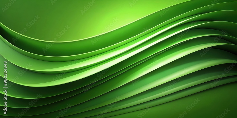 Abstract green wallpaper with a curvy folded paper background in a ...