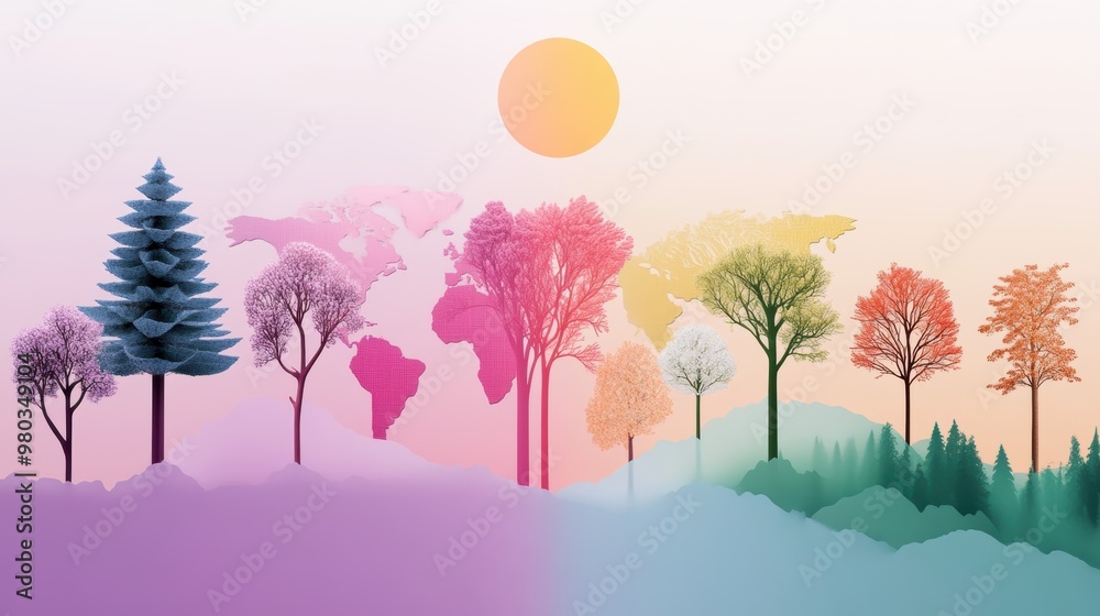 Thematic Map of Global Climate Zones, A thematic map showcasing ...