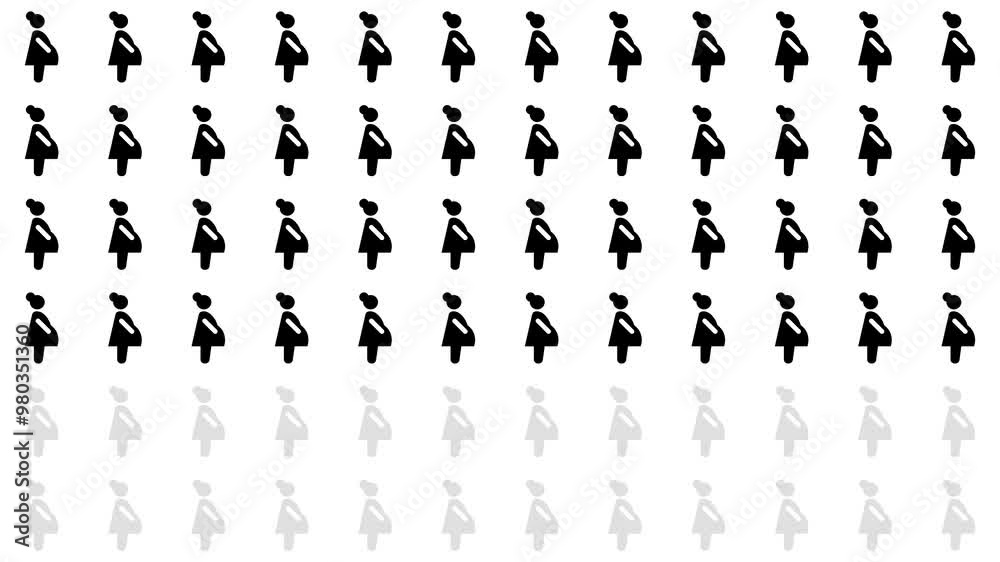 Pregnant women icons increasing from left to right, changing colors as ...