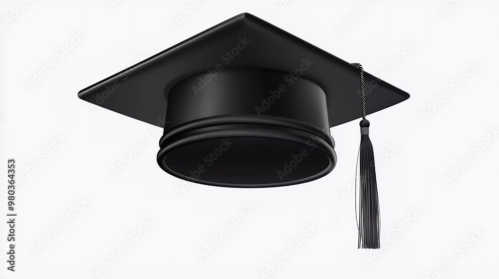 Black graduate cap with tassel. Isolated university or college ...