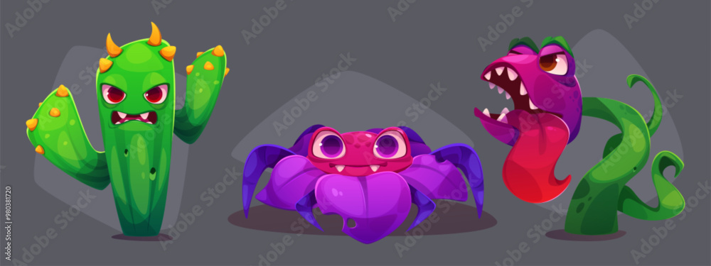 Scary monster plants and flowers with creepy faces, mouths and teeth ...