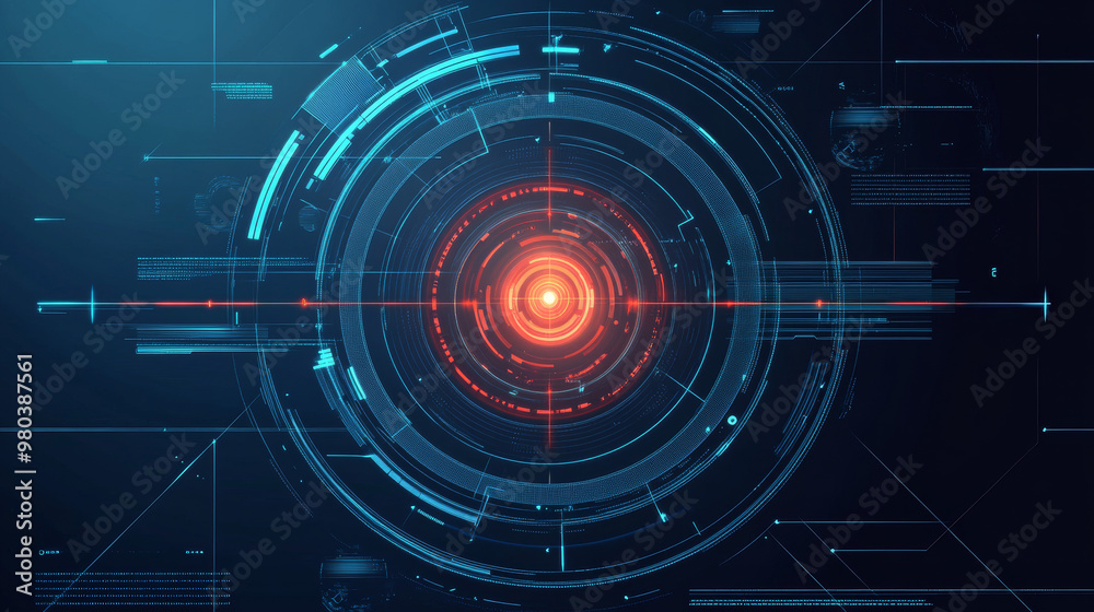 Contemporary aiming system UI/UX: presents a futuristic optical aiming ...