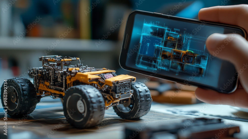 A Phone Controlling A Diy Robot Car Built With An Arduino Microcontroller Demonstrates Teaching