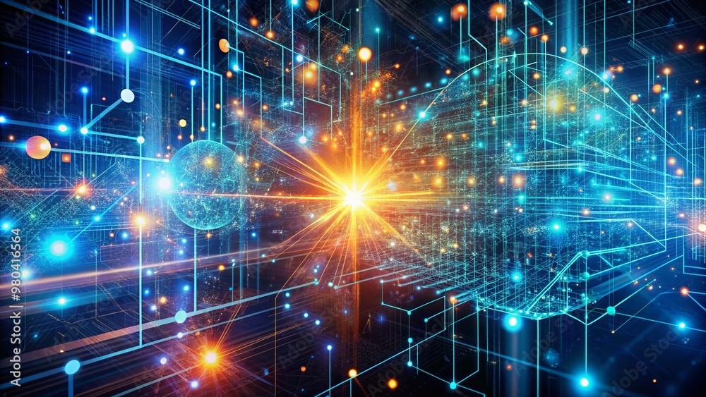 Digital graphic abstract background for technological processes, neural ...