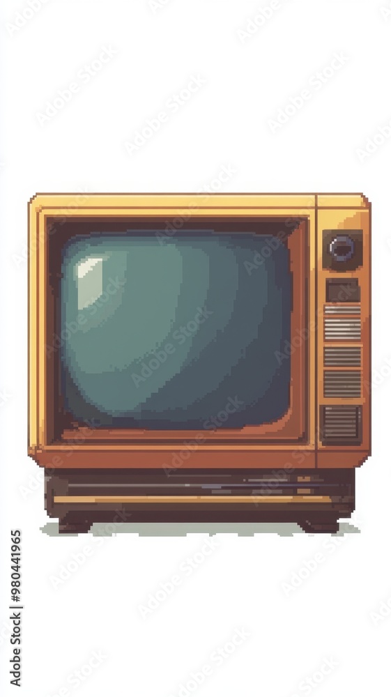 Pixel art old television vector icon for 8bit game on white background ...