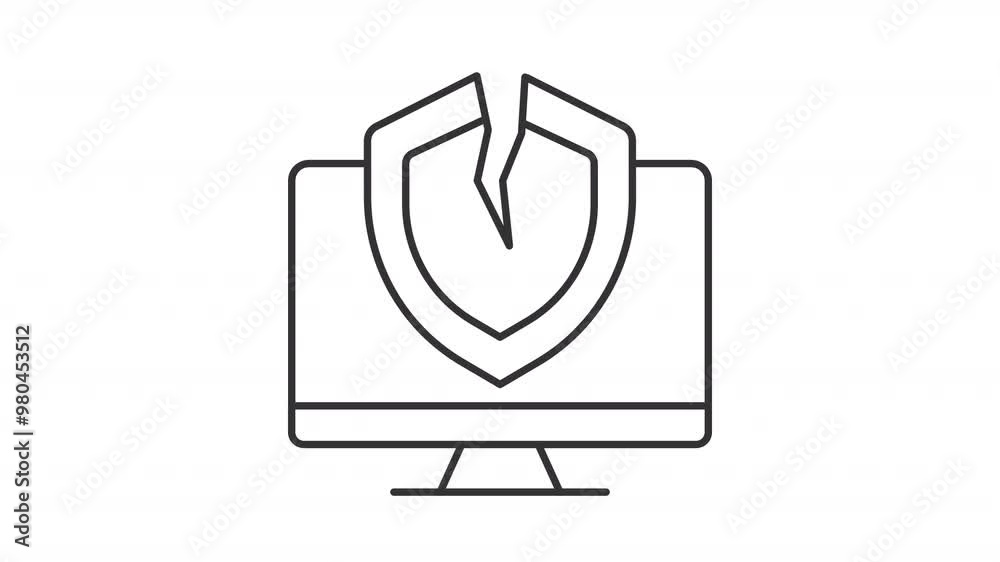 Cybersecurity line animation. Digital vulnerability animated icon ...