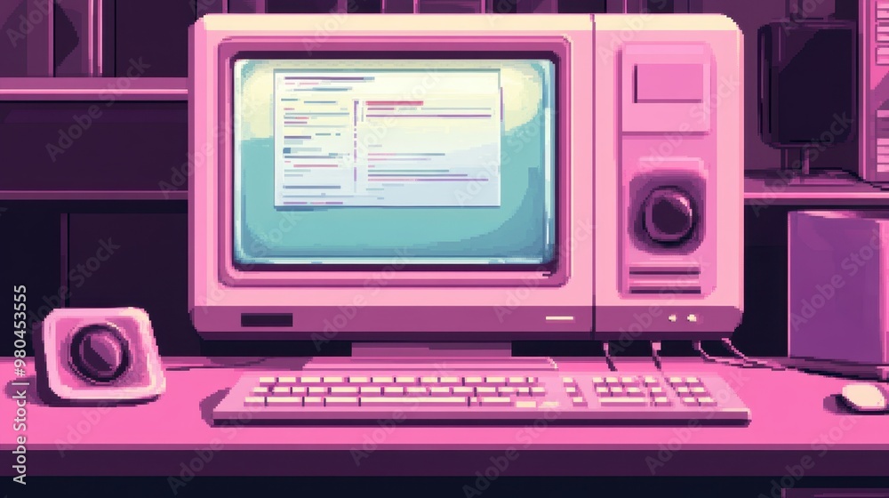 Retro old computer user interface,Pink Y2K computer window page and retro interface of PC ...