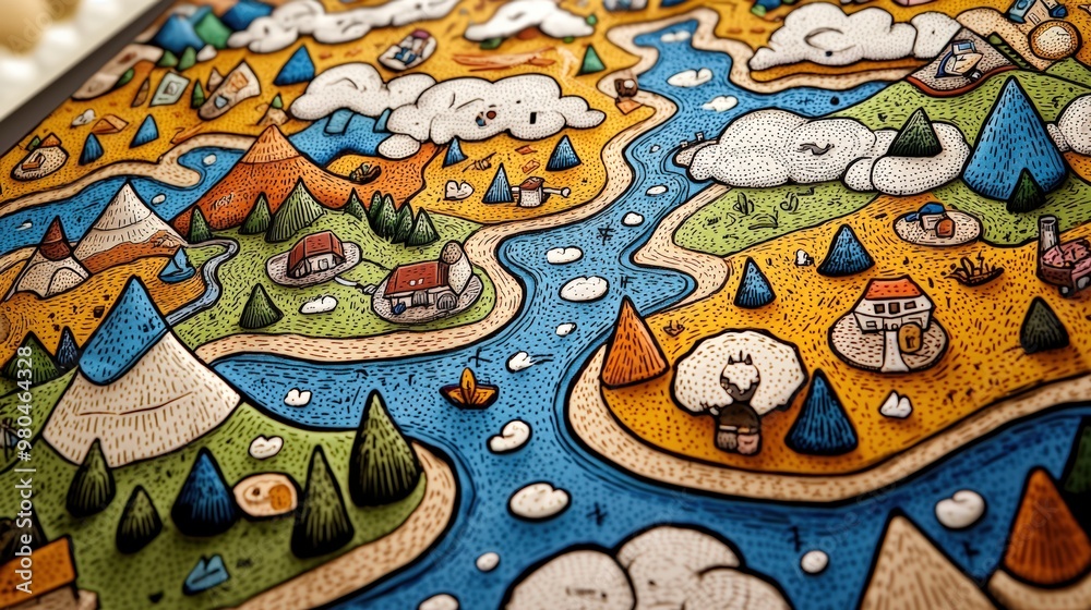 Playful Doodle Map Tracing the Journey from High School to College A ...