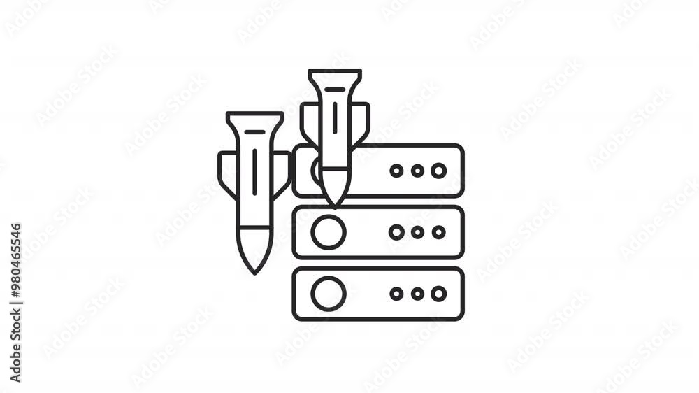 DoS and ddos attack line animation. Cyberattack animated icon. Moving ...