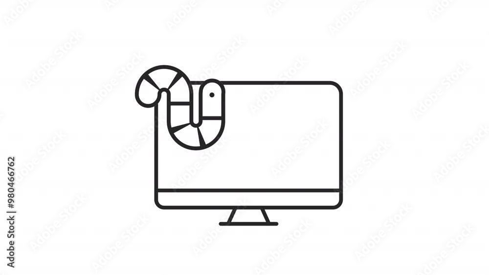 Computer worm line animation. Exploit animated icon. Moving insect. Virus computer, technology ...