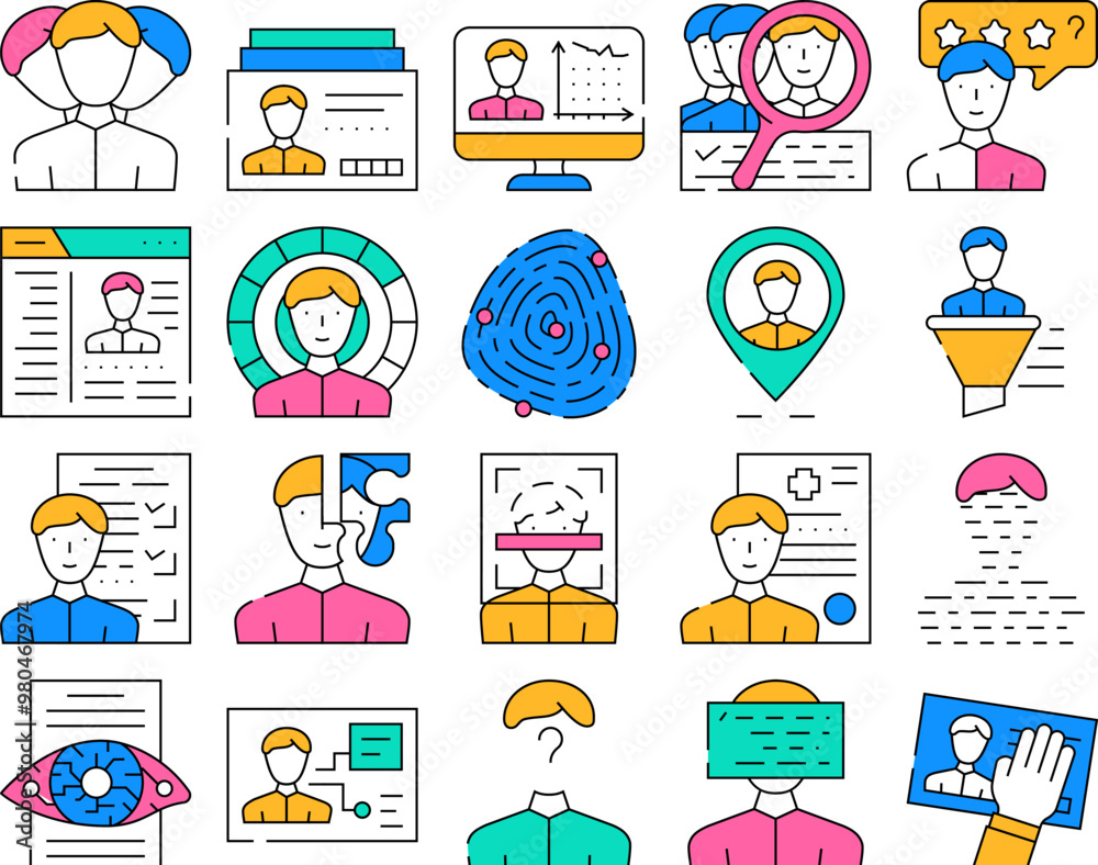 Kyc Know Your Customer Collection Icons Set Vector. Client ...