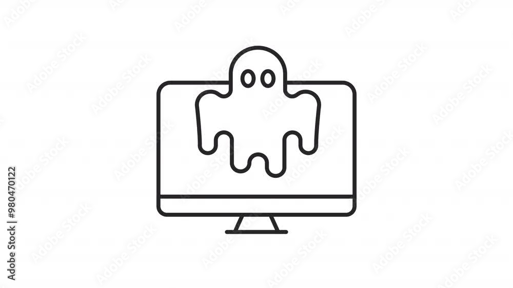 Rootkit line animation. Phishing scam animated icon. Moving ghost ...