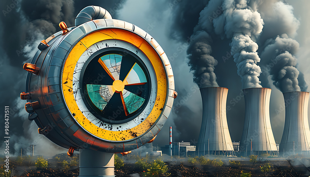 Nuclear pollution smoke icon design, focusing on emission and pollution ...