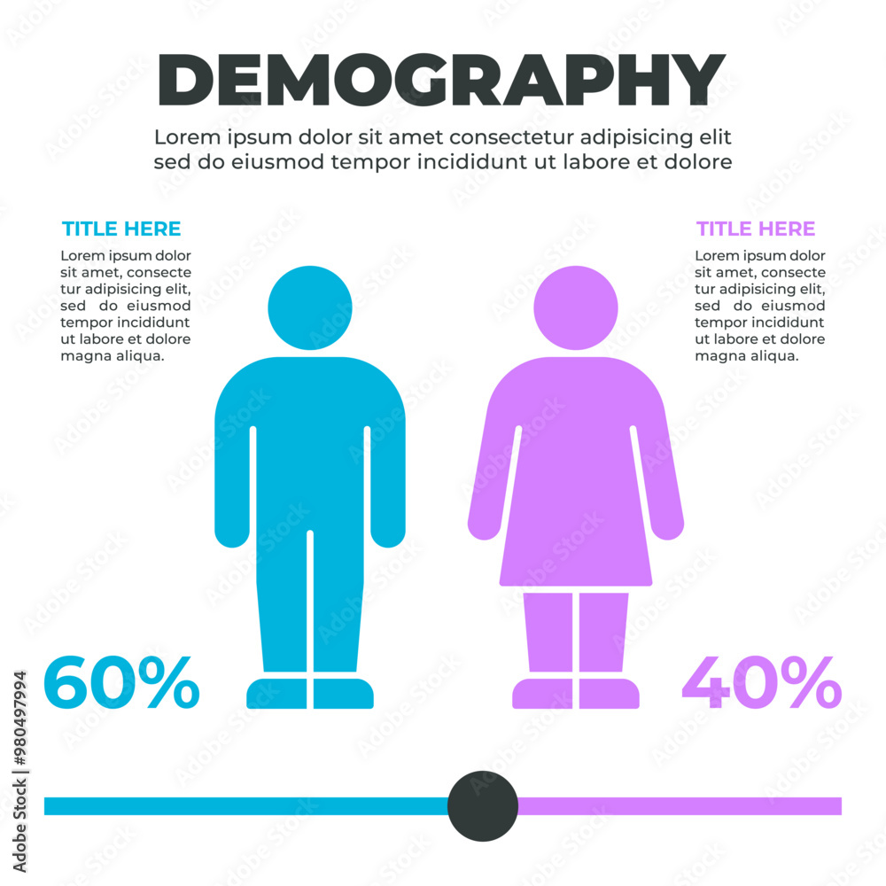 Gender-Based Demographic Infographic with Percentage Data for Male and ...
