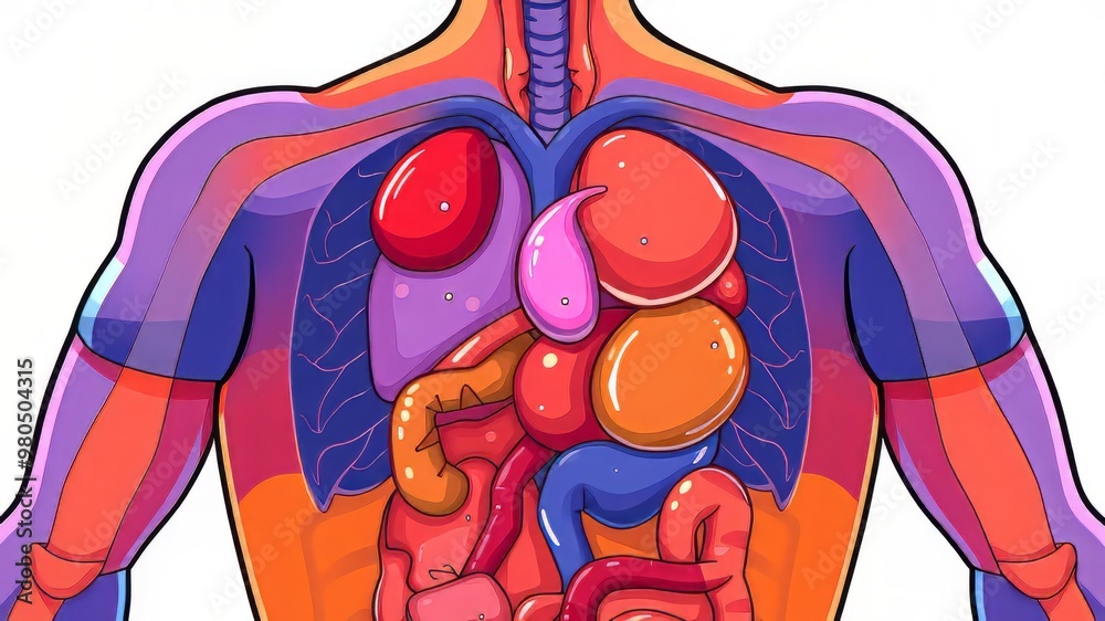 Anatomical illustration detailing the location and placement of major ...