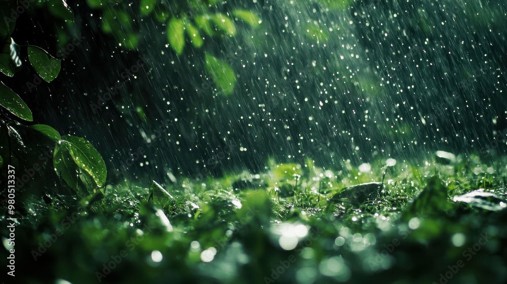 Realistic rain overlays with detailed rainfall effect, adding depth and ...