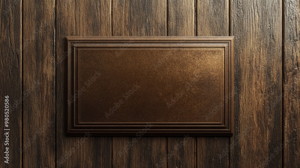 Bronze plaque mounted on a polished maple wood wall with detailed ...