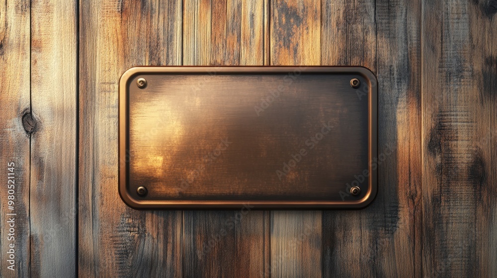 Bronze plaque mounted on a polished maple wood wall with detailed ...