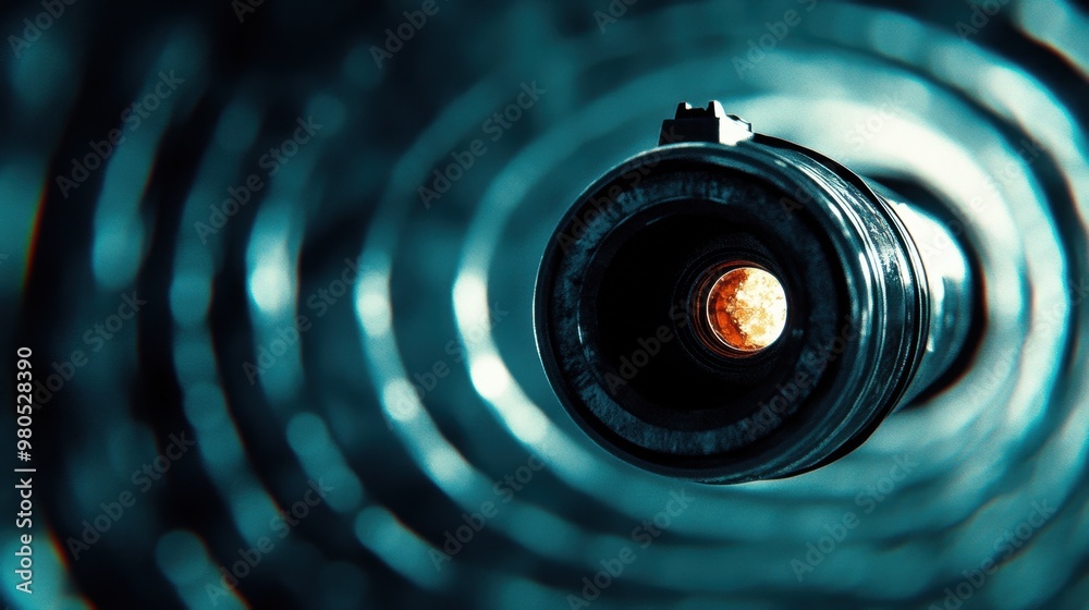 Classic gun barrel effect with a 3D rendering invoking the iconic ...