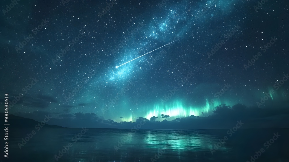 A magical night sky with a meteor shower streaking through the stars ...