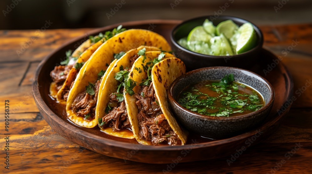 Birria Tacos, crispy tacos filled with birria beef, dipped in consommé ...