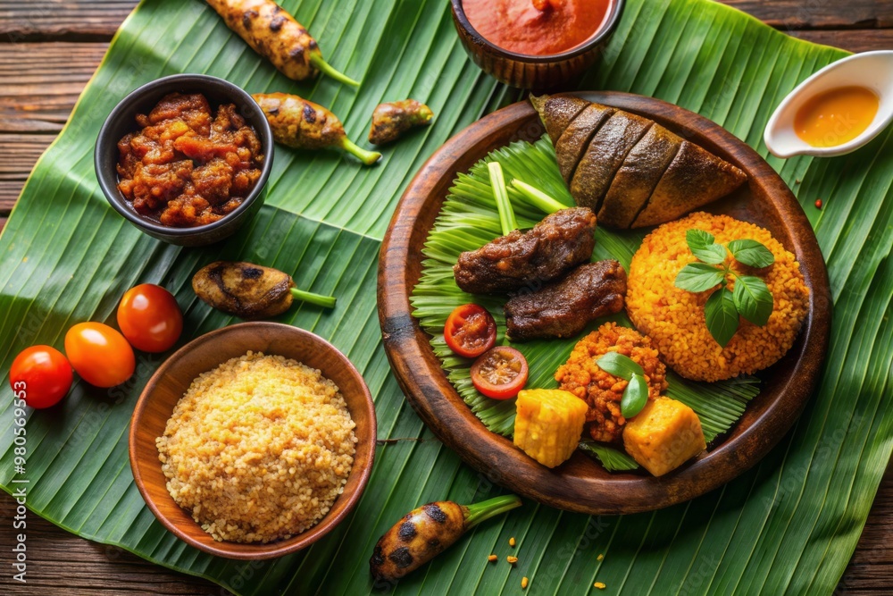 "African peasant's lunch, steaming jollof rice, tender beef skewers ...